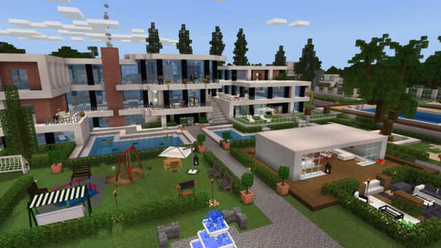 Outdoor Minecraft Furniture - Minecraft Bedrock Map