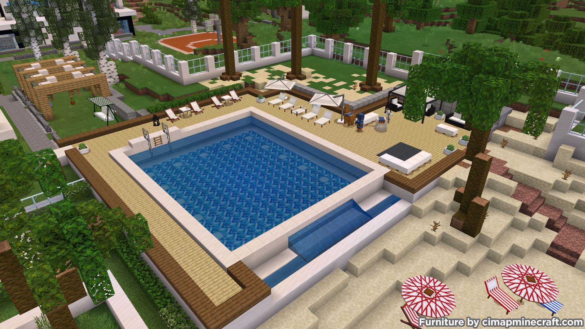 Outdoor Minecraft Furniture - Minecraft Bedrock Map
