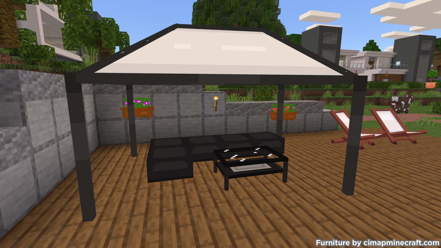 Outdoor Minecraft Furniture - Minecraft Bedrock Map